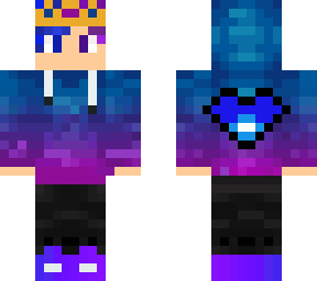 blue and purple hoodie with a crown | Minecraft Skin