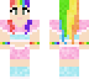 Rainbow Hair Girl | Minecraft Skin