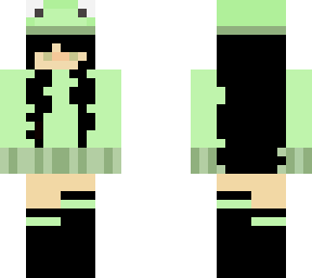 black hair frog girl | Minecraft Skin