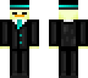 Duck in a Suit and Bowl Hat: Cyan Edition | Minecraft Skin