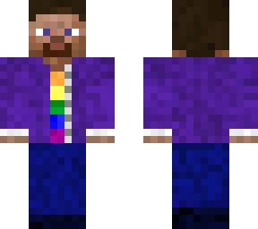 Rainbow Steve Skin with Purple Jacket | Minecraft Skin