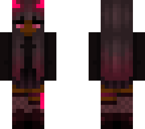 Demon Girl Pink Glowing Horns | Minecraft Skin