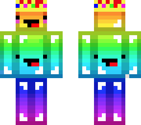 Rainbow flushed derp with crown | Minecraft Skin
