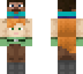 Alex carrying smol Steve | Minecraft Skin