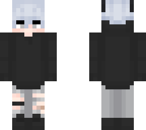 black hoodie ripped jeans | Minecraft Skin