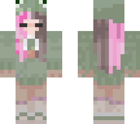 pink and black haired froggie girl | Minecraft Skin