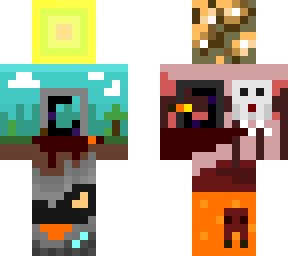 The Overworld and The Nether Pixel Art | Minecraft Skin