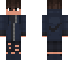 Blue jacket with black ripped jeans! | Minecraft Skin
