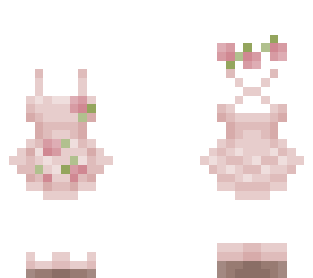 Cottagecore Pink Flowery Dress - Base | Minecraft Skin
