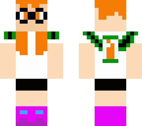 orange splatoon inkling girl with ink tank back pack | Minecraft Skin