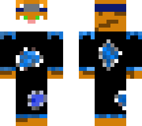 Cat in akatsuki coat in blue | Minecraft Skin