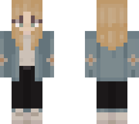 Blonde girl with curtain bangs and cool outfit | Minecraft Skin