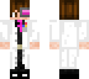 lab science man pink magenta test suit brown hair | Minecraft Skins