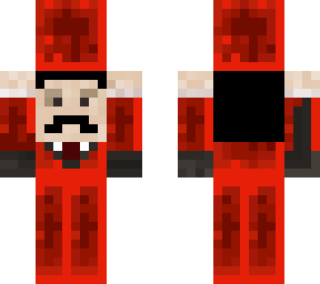 Mumbo jumbo in Redstone armor holding Redstone block | Minecraft Skin