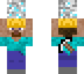 Miner Steve Holding Diamond Ore | Minecraft Skin