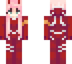 Zero two darling in the franxx w/ red suit | Minecraft Skin