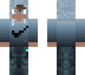 boy in grey hoodie with cyan glow effects | Minecraft Skin