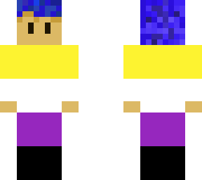 nonbinary flag, blue hair | Minecraft Skin