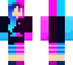 Cyan and Neon Pink Mincraft character | Minecraft Skin