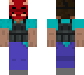 Oni Robber Vest Steve Red Blue Minecraft Skin Minecraft Skins