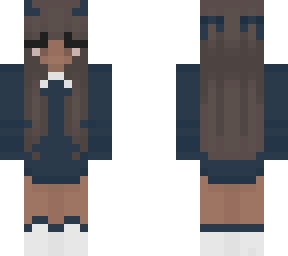 black cute girl cottagecore jumper blue | Minecraft Skins