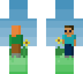First pixel art - sunflower field | Minecraft Skin