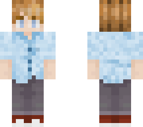 Blonde boy with a fringe and a button-up shirt. | Minecraft Skin
