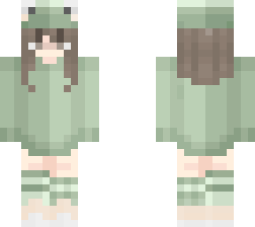 froggie girl! - pink , green , brown | Minecraft Skin