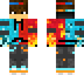 Half Fire Half Ice Gamer Boy | Minecraft Skin