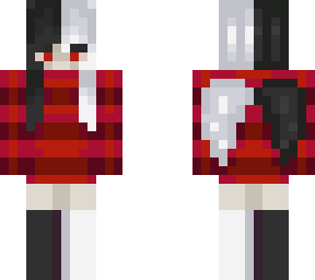 Angel Black White Red Emo Goth Girl Cute Wings Striped | Minecraft Skins