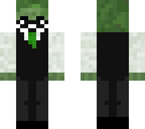 Zombie in a suit with green tie and a mustache mask | Minecraft Skin