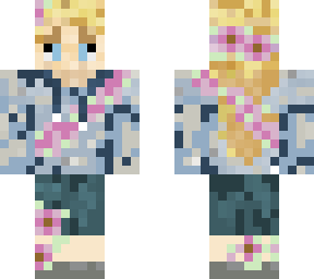 blue and pink flower sash girl | Minecraft Skin