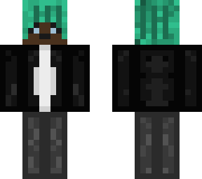 Cyan Haired Boy With Suit | Minecraft Skin