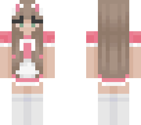 pink maid aesthetic cat cute soft | Minecraft Skins