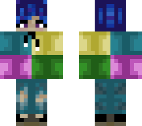 Colorblock sweatshirt with short blue hair | Minecraft Skin