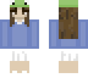 frog hat girl with brown hair | Minecraft Skin