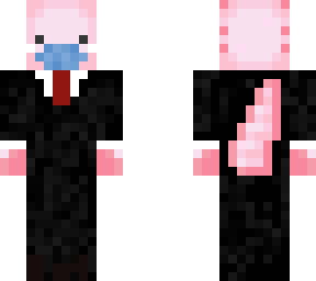 a axolotl with a mask and a suit | Minecraft Skins