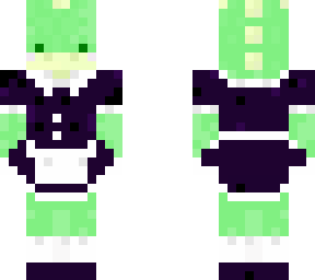 Green Dinosaur in Maid Outfit | Minecraft Skin