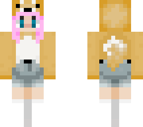 shiba inu girl pink hair | Minecraft Skins