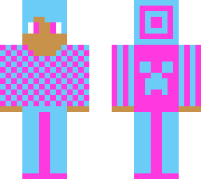 Checkered Pattern clothing with Blonde Hair | Minecraft Skin