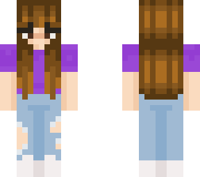 Purple Girl in Ripped Jeans | Minecraft Skin