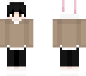 boy bunnyhat bunny blackhair brownsweater | Minecraft Skins