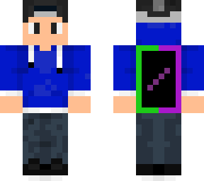 Blue Hoodie with Baseball Cap with pixelated zyph cape | Minecraft Skin
