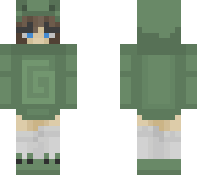 short brown haired girl in Karl Jacobs Frog Hoodie | Minecraft Skin