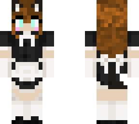 Maid girl with cat ear and tail | Minecraft Skin