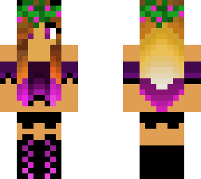Magenta Fox Girl with Flower Crown | Minecraft Skin
