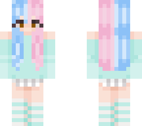 cute split-dye hair girl | Minecraft Skin