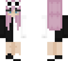 pink hair w/ black & white sweater and clout goggles | Minecraft Skin