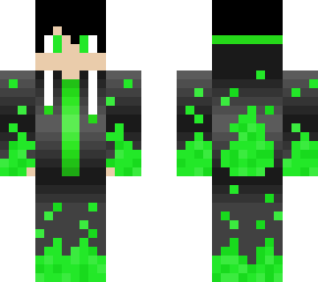 Gradient Green Flame Gamer | Minecraft Skin
