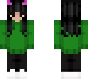 Black Haired Basic Girl - Green | Minecraft Skin
